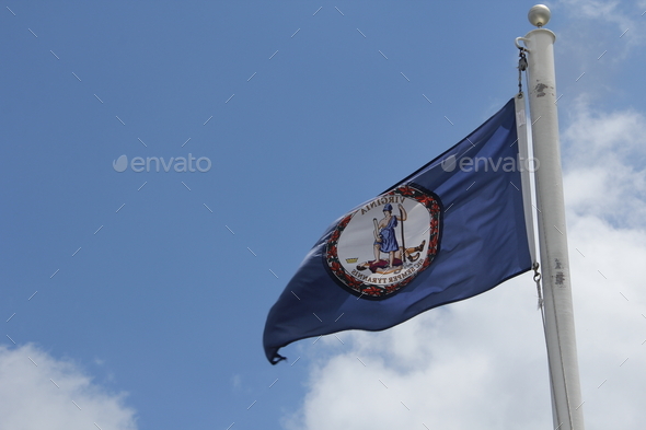 Virginia State flag. The official Seal against blue background of the ...
