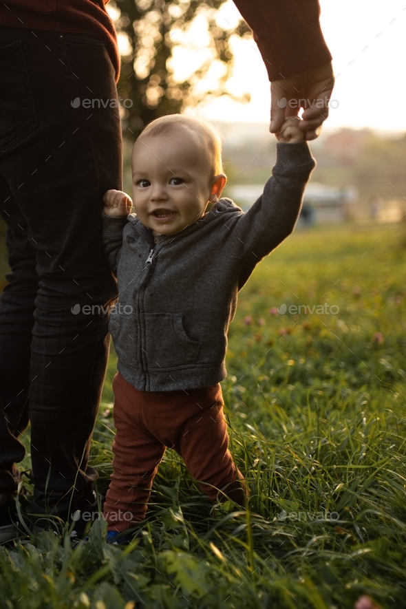 Father and his son meet the dawn. Fatherly love. The relationship ...