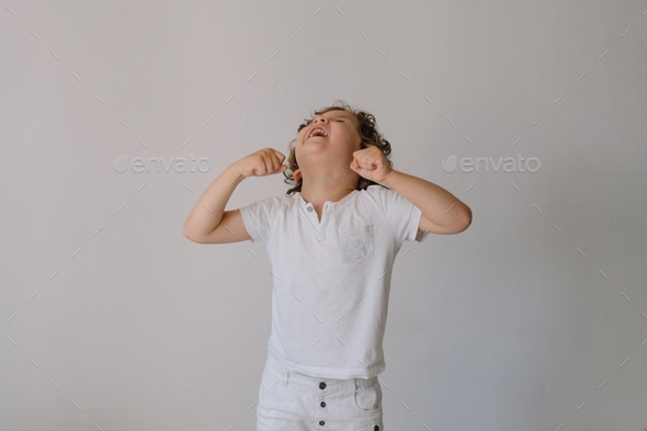 Happy little kid smiling. Emotions on the face. Portrait of a happy ...