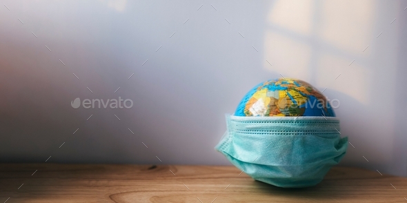 world illustration wearing mask - earth wears health face mask. Stock ...