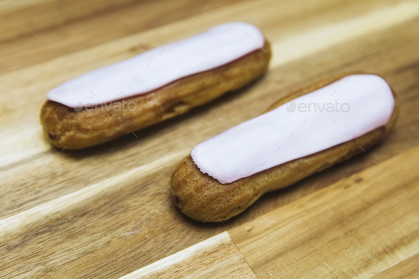 Eclair crispy creamy cake with white chocolate Stock Photo by BGStock72