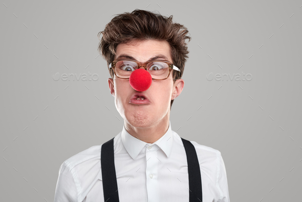 Funny angry man with clown nose Stock Photo by kegfire | PhotoDune