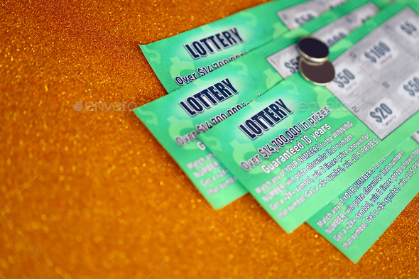 Close up view of green lottery scratch cards Stock Photo by Mehaniq41