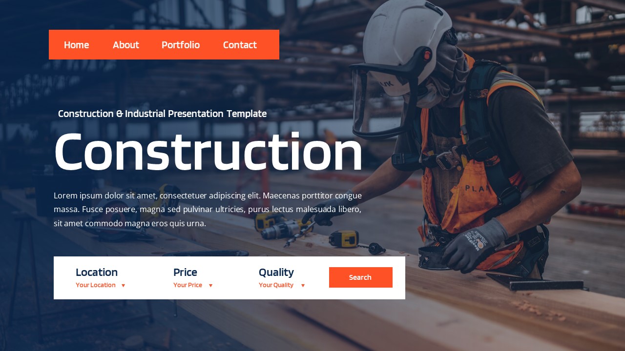 Construction & Industrial Powerpoint Template, Presentation Templates