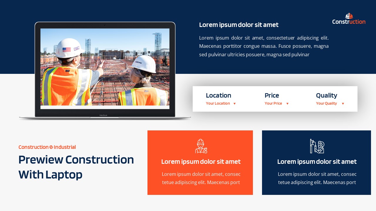 Construction & Industrial Powerpoint Template, Presentation Templates