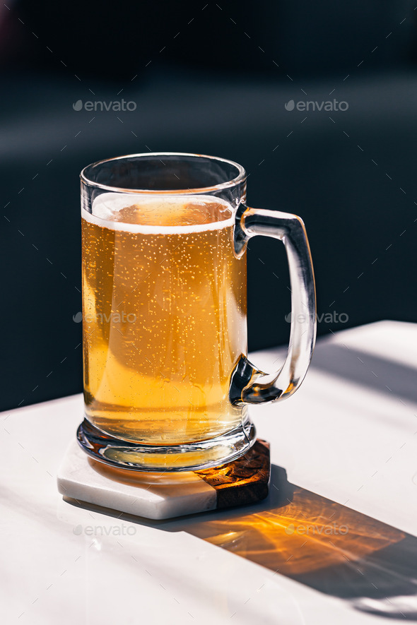 Glass of beer. Harsh light. Amber color. Alcohol drink. Stock Photo by ...