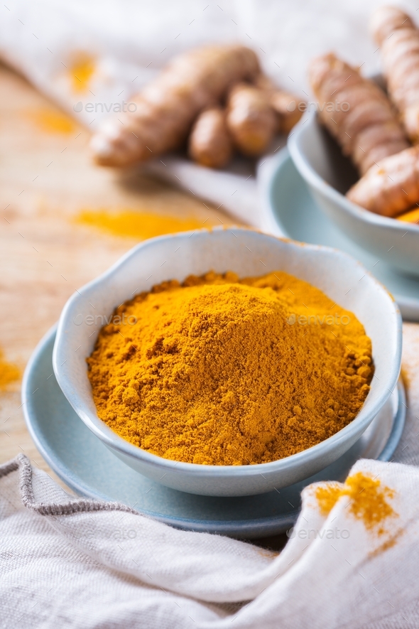 Turmeric root curcuma longa powder, superfood, spices Stock Photo by ...