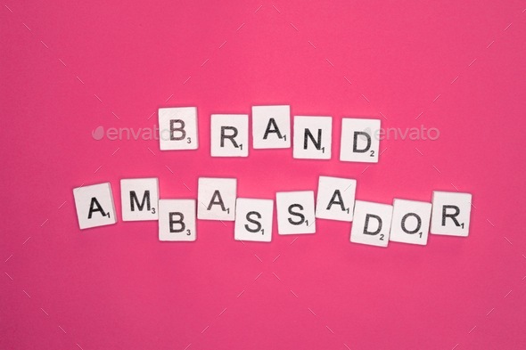 Brand ambassador scrabble letters word on a pink background Stock Photo ...