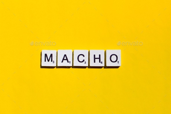Macho scrabble letters word on a yellow background Stock Photo by ...