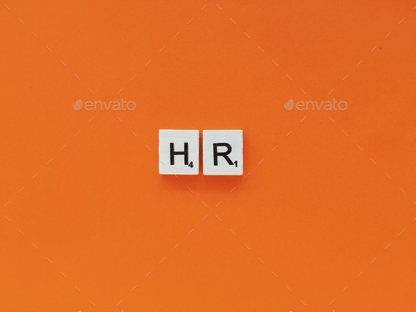 HR scrabble letters word on a orange background Stock Photo by ...