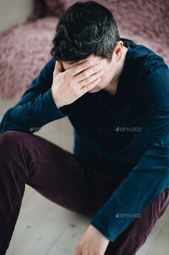 depression stress pain sadness head hurts Stock Photo by Lelia_Milaya