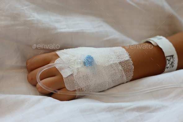 Patient in the hospital.Venflon. Administration of drugs intravenously ...