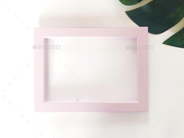 Empty light pink picture frame Blank space Stock Photo by wanaktek