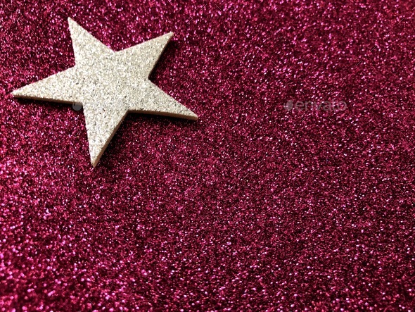 Deep red glitter with golden star background Stock Photo by wanaktek