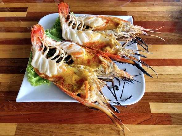 Grilled river prawns Stock Photo by wanaktek | PhotoDune