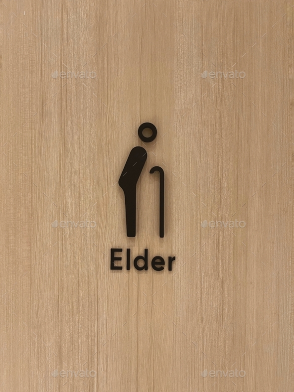 Restroom sign for seniors Stock Photo by wanaktek | PhotoDune