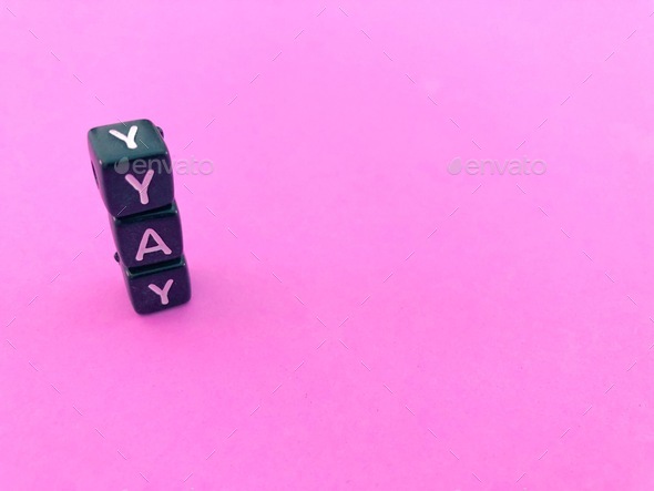 Yay. Letters. Alphabets. Word. Pink background. Copy space. Stock Photo ...