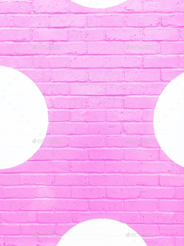 So pretty Sweet pink brick wall background with white polka dots Stock ...