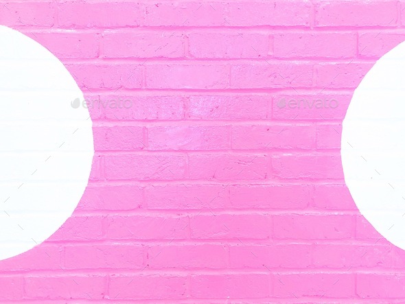So pretty Sweet pink brick wall background with white polka dots Stock ...