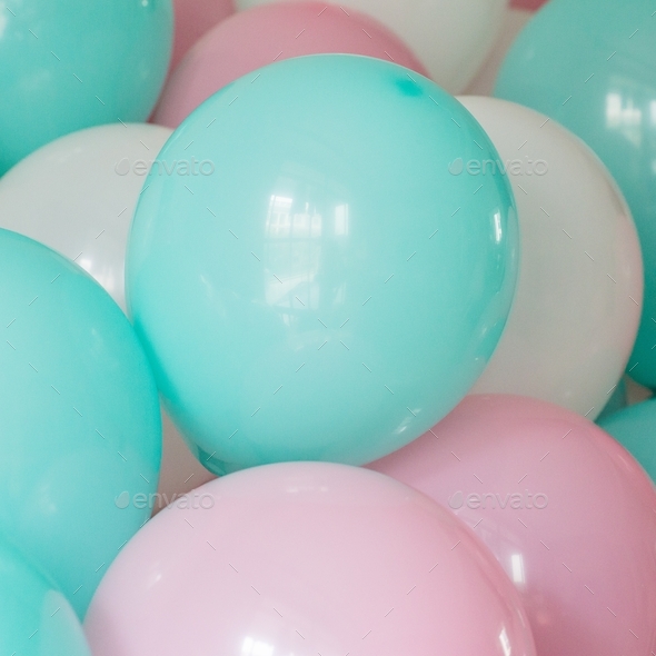 Background with assortment of Birthday balloons pastel colors Stock ...