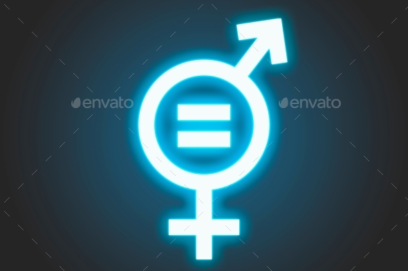 Background with Gender equality neon sign blue color Stock Photo by ...