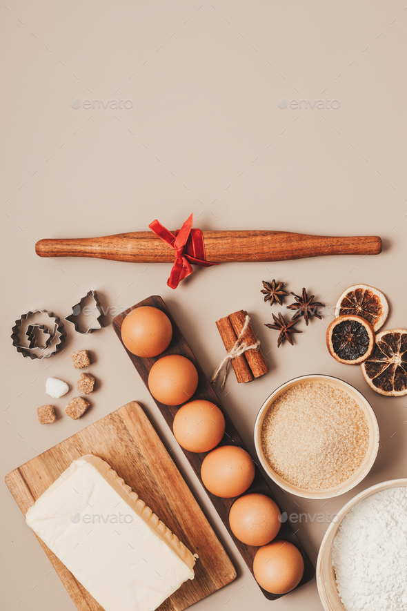 Christmas cookie baking background. Festive cooking idea Stock Photo by ...