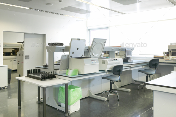 Blood analysis laboratory test. Hospital scientific equipment ...