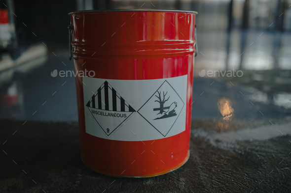 Tin bucket with toxic composition and epoxy resin inside Stock Photo by ...
