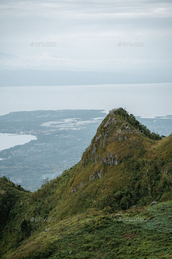 Drone view of Osmena Peak Cebu The Philippines viewpoint on the ocean ...