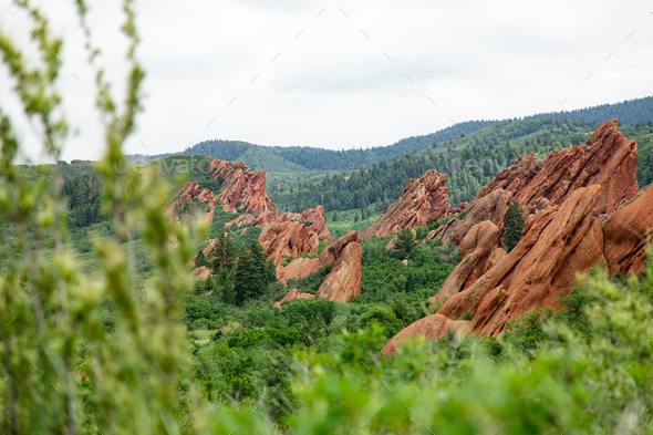 Rock formations in a state park in Colorado Stock Photo by takemewu31