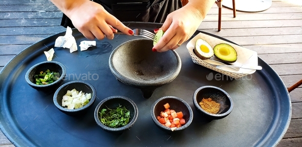 Overhead food flat lay of food from above in ethnic and cultural foods ...