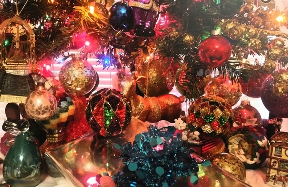 Old fashioned Christmas tree with all our favorite ornaments from years ...