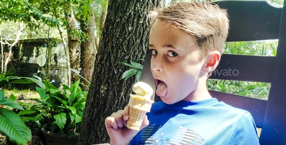 Generation z handsome kid shows emotions and face expressions as he has ...