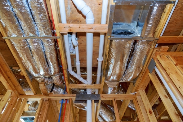 Air conditioner ventilation installation system in a frame house ...