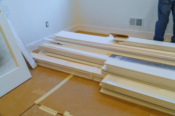 Interior construction of housing with drywall installed door for a new ...