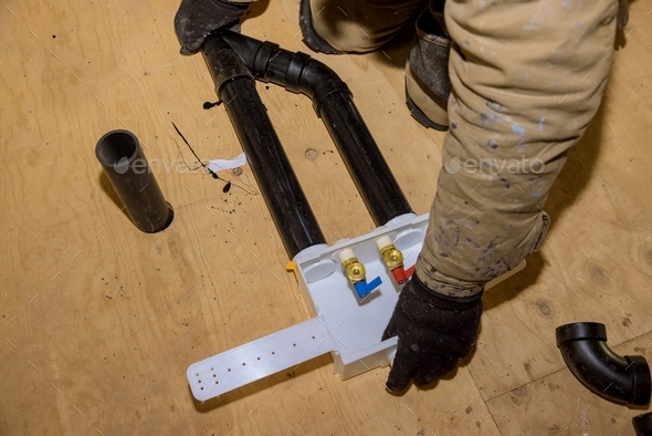 Installation in a new house of a laundry outlet boxes for connection of ...