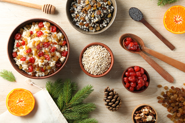 Concept of Orthodox Christmas food, Kutya, top view Stock Photo by ...