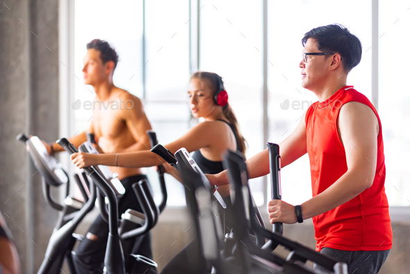 sport trainer people workout exercise in fitness gym, physical exercise ...
