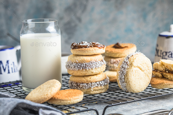 Alfajores: Traditional Peruvian cookies filled with caramel Stock Photo ...
