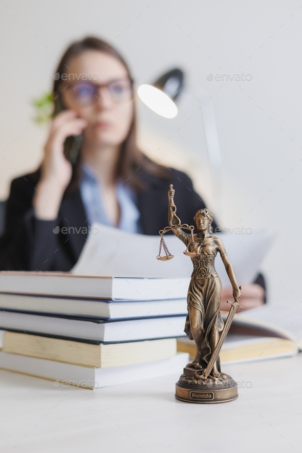 statuette of the goddess of justice Themis is a symbol of honesty and ...