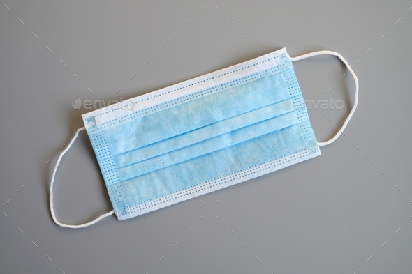 one disposable protective medical mask blue color for protection from ...