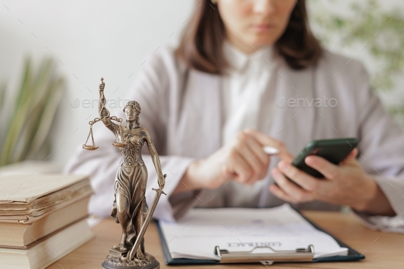 statuette of the goddess of justice. a symbol of honesty and decency ...