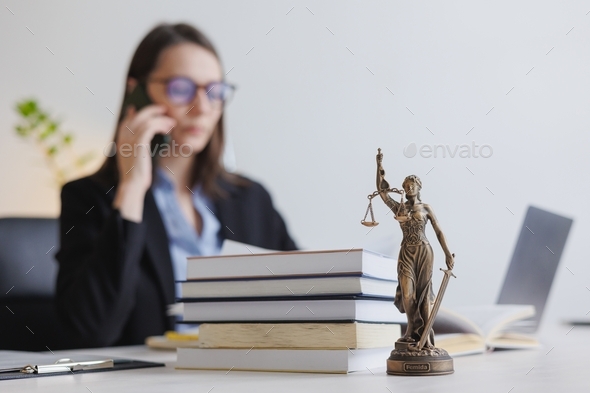 statuette of the goddess of justice Themis is a symbol of honesty and ...