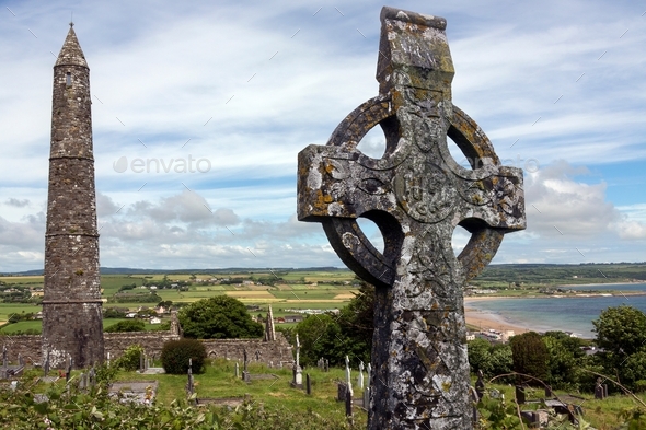 Ardmore Cathedral and round tower - Ireland Stock Photo by ...