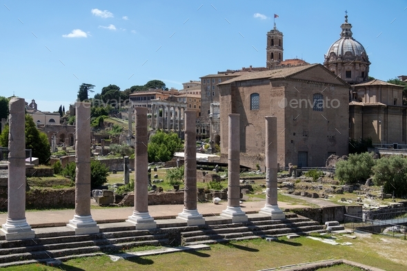 Remains of Basilica Emilia (Basilica Aemilia) in the Roman Forum in the ...