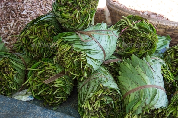 Market stall in Bagan, Myanmar selling Betal Leaf and Paan. Stock Photo ...