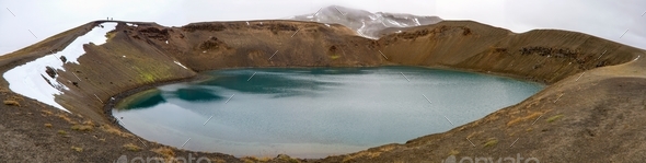 Lake in the caldera of a dormant volcano - Krafla i- Iceland Stock ...