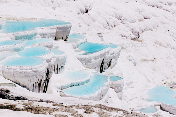 Pamukkale Turkey, calcium cascade terraces of white stalactites ...