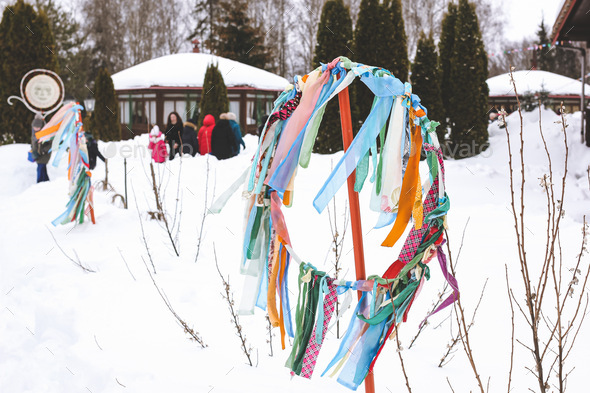 Decorations on Russian ethnic carnival Maslenitsa- Pancake week ...