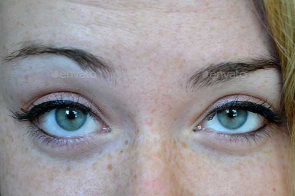 Expressive eyes of female. Questioning eyes opened wide emotion ...